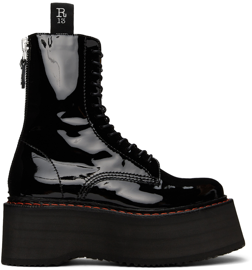 R13 Black Double Stack Boots R13