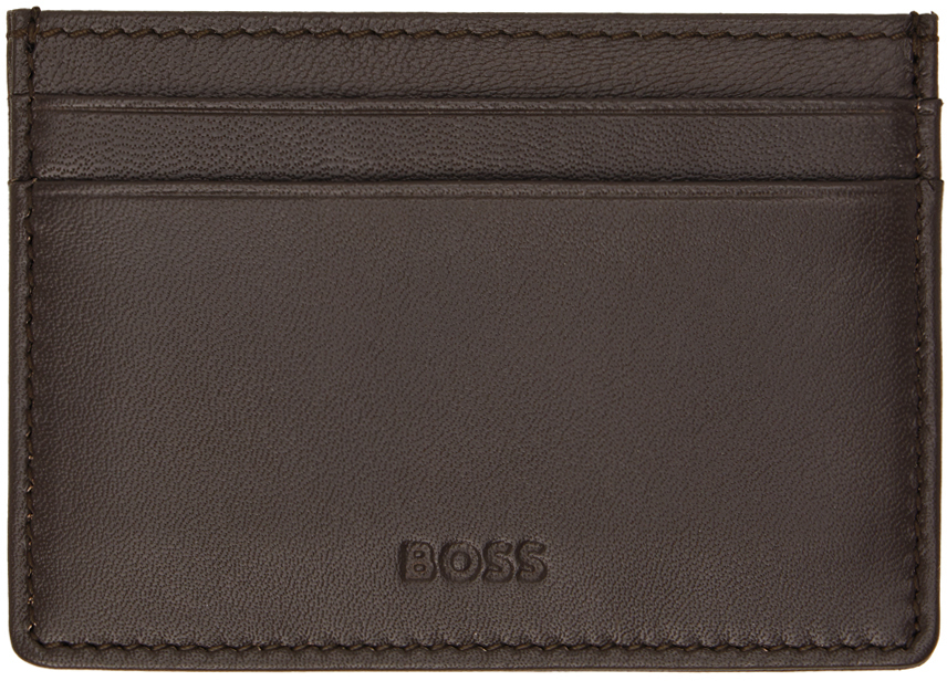 Boss Brown Embossed Card Holder BOSS