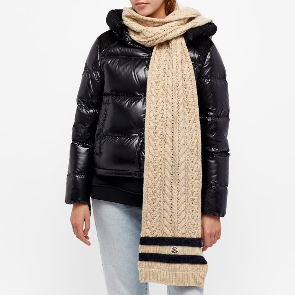 Moncler Women's Cable Knit Scarf in Cream Moncler