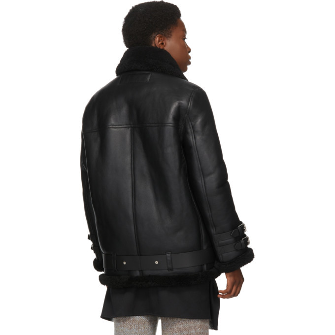 Acne Studios Black Shearling Velocite Aviator Jacket Acne Studios