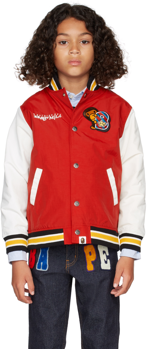 BAPE Kids Red Milo Varsity Jacket A Bathing Ape