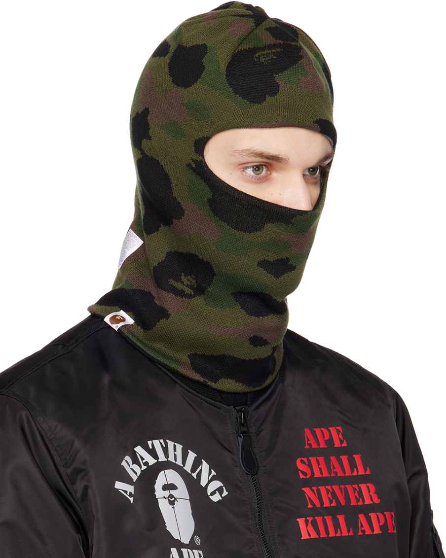 BAPE Reversible Black & Green Ape Head Balaclava A Bathing Ape