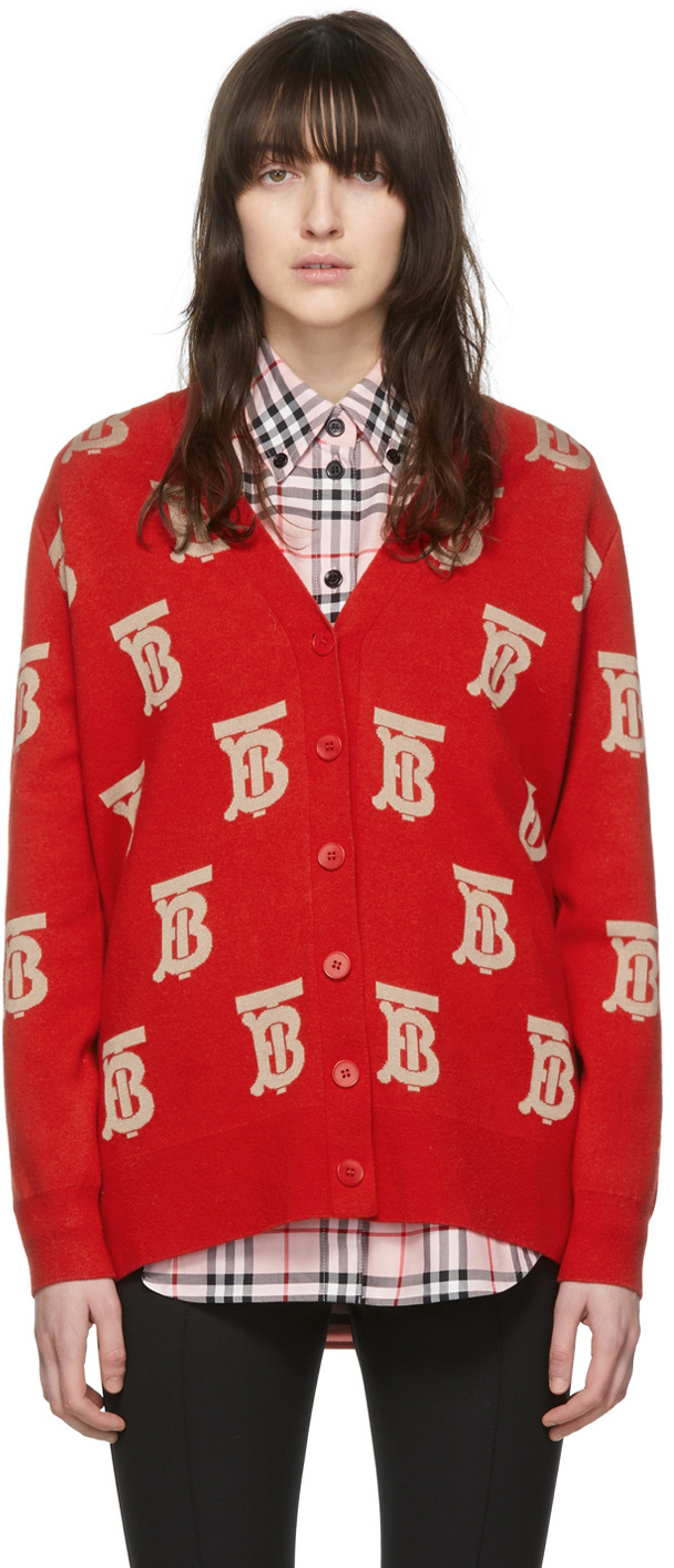 Burberry Red Monogram Cardigan Burberry