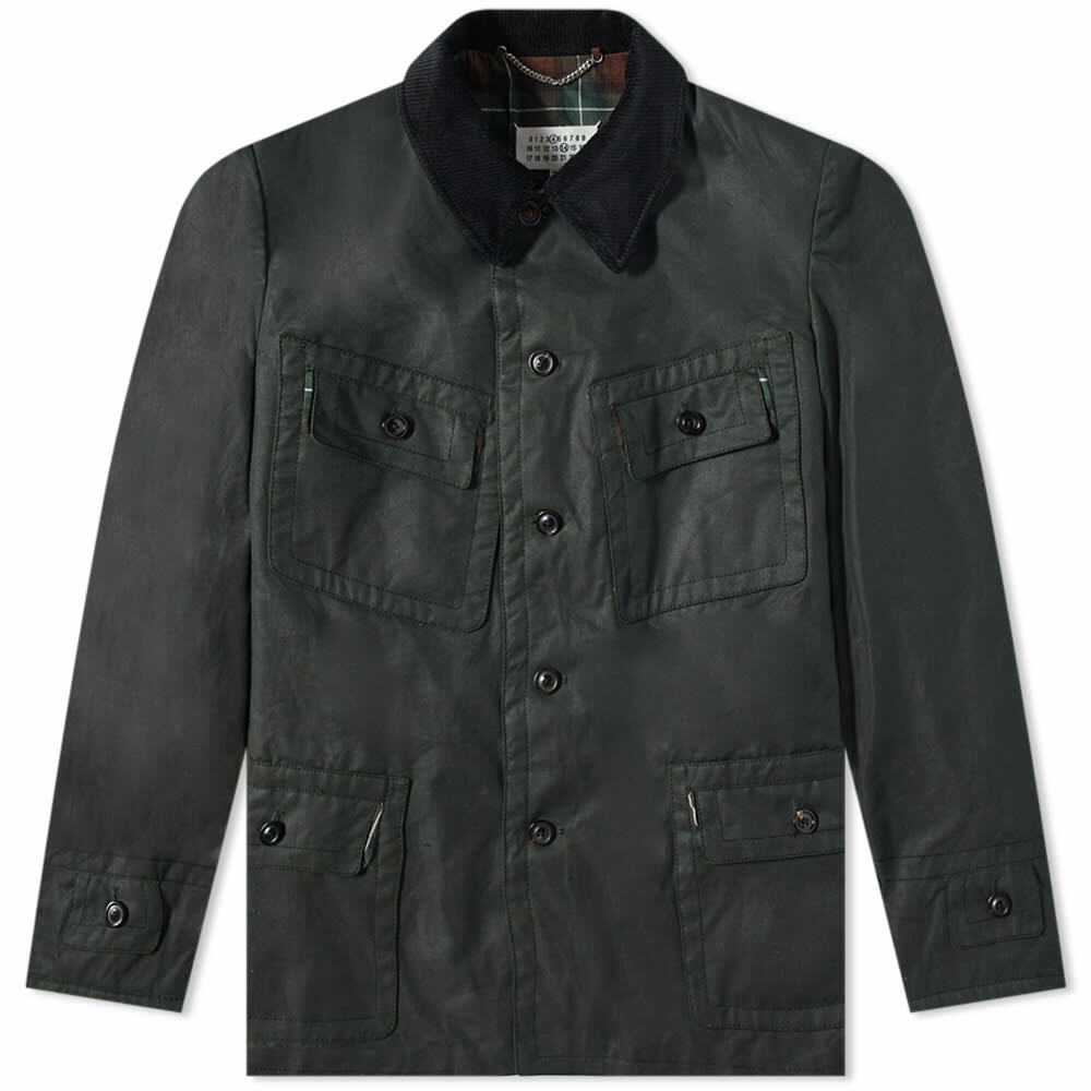 Maison Margiela Men's Waxed Cotton Jacket in Petrol Maison Margiela