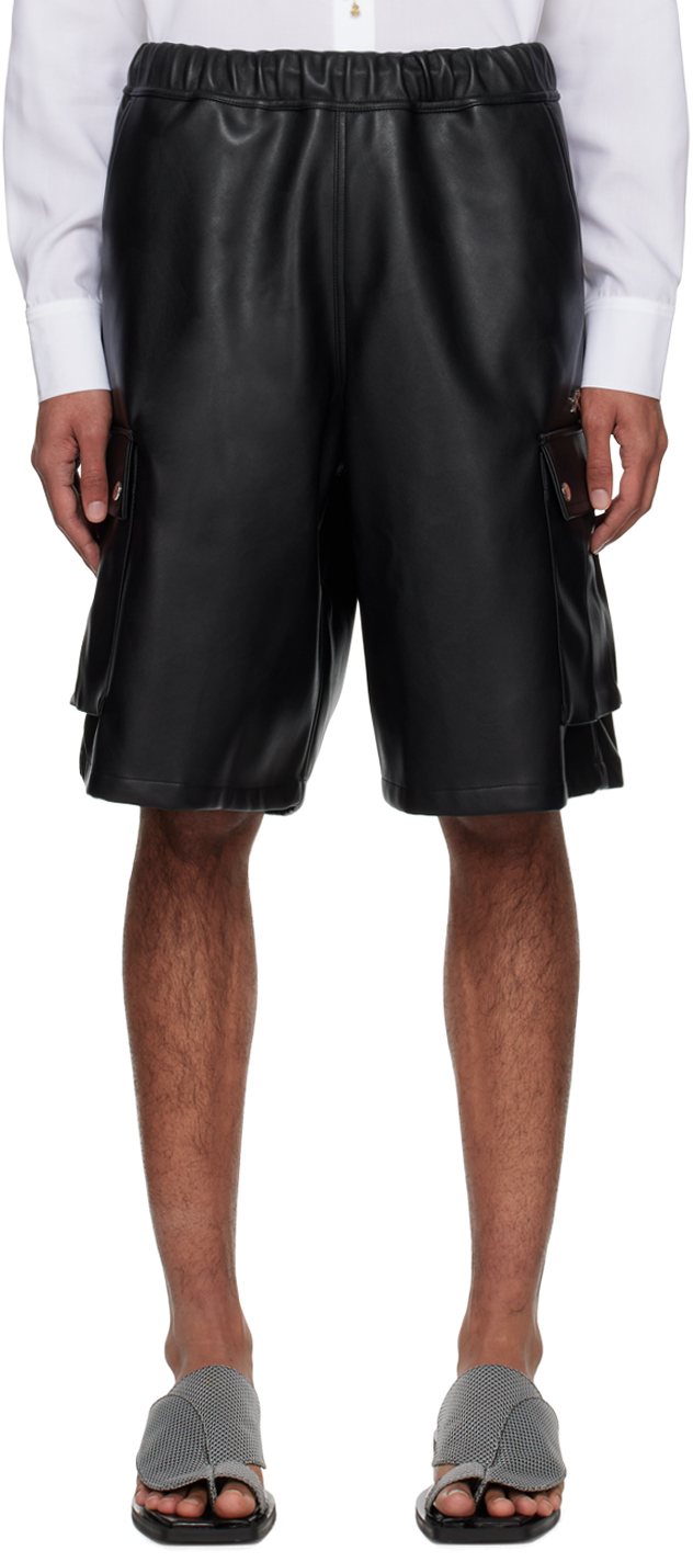 GmbH Black Bermuda Faux-Leather Shorts GmbH
