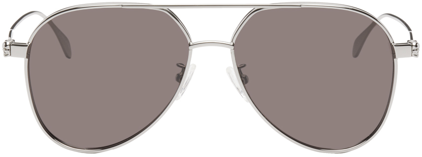 Alexander McQueen Silver Skull Aviator Sunglasses Alexander McQueen
