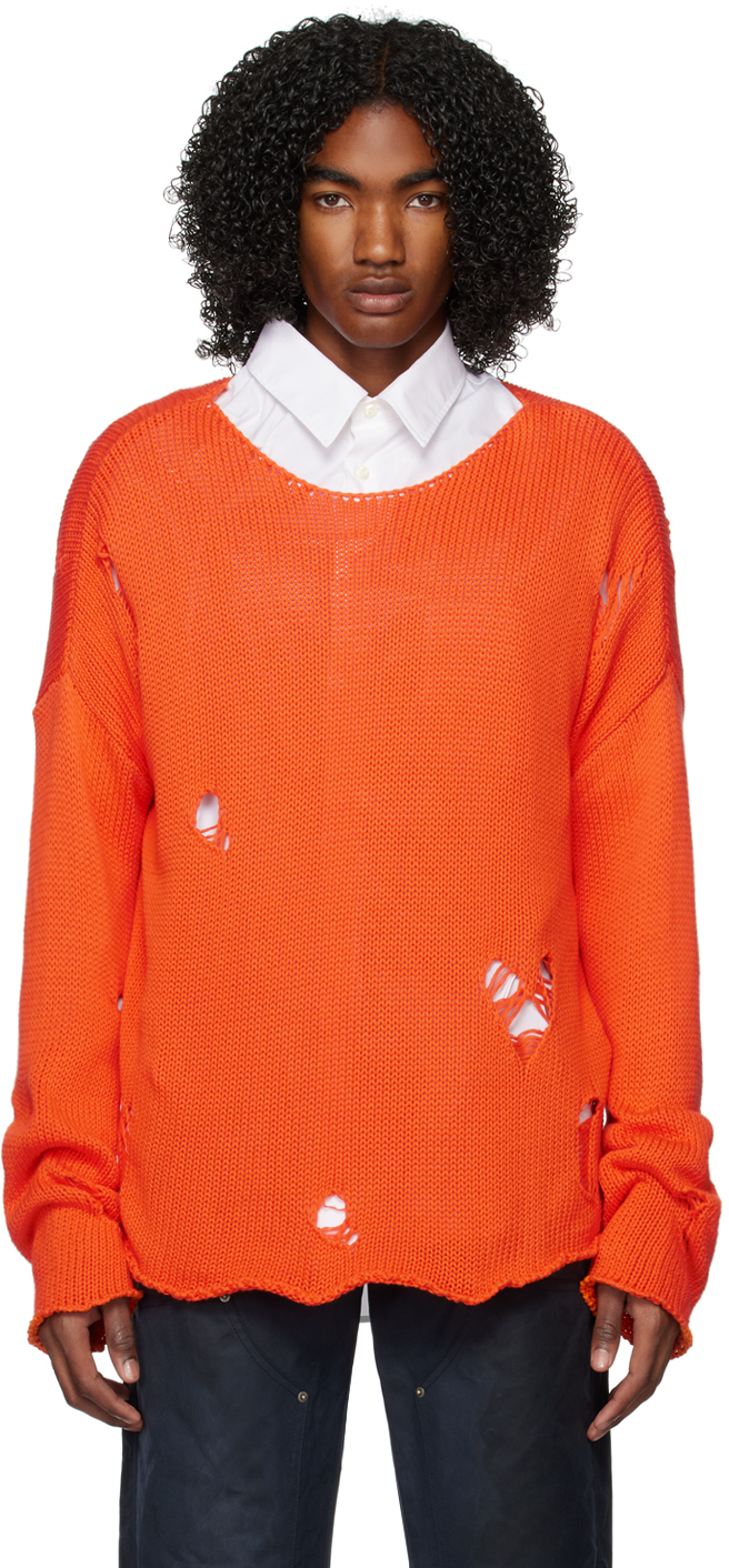424 Orange Distressed Sweater 424