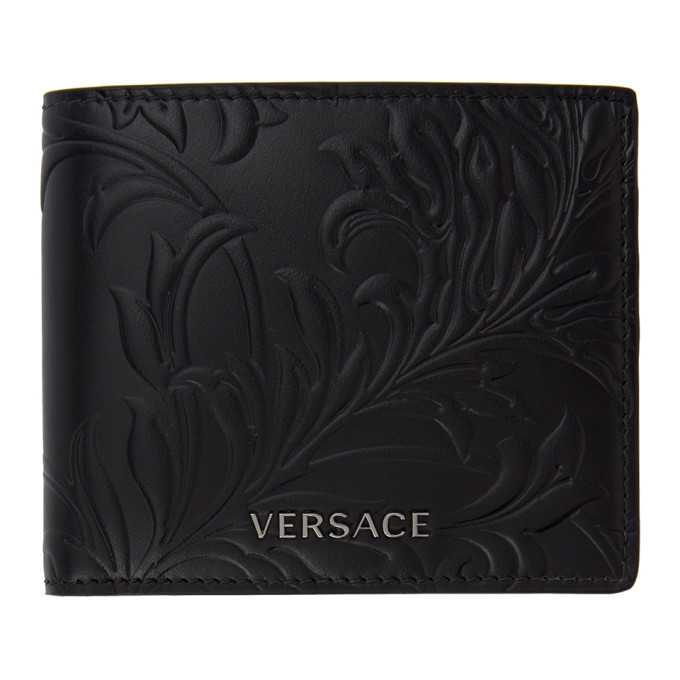 Versace Black Embossed Barocco Bifold Wallet Versace