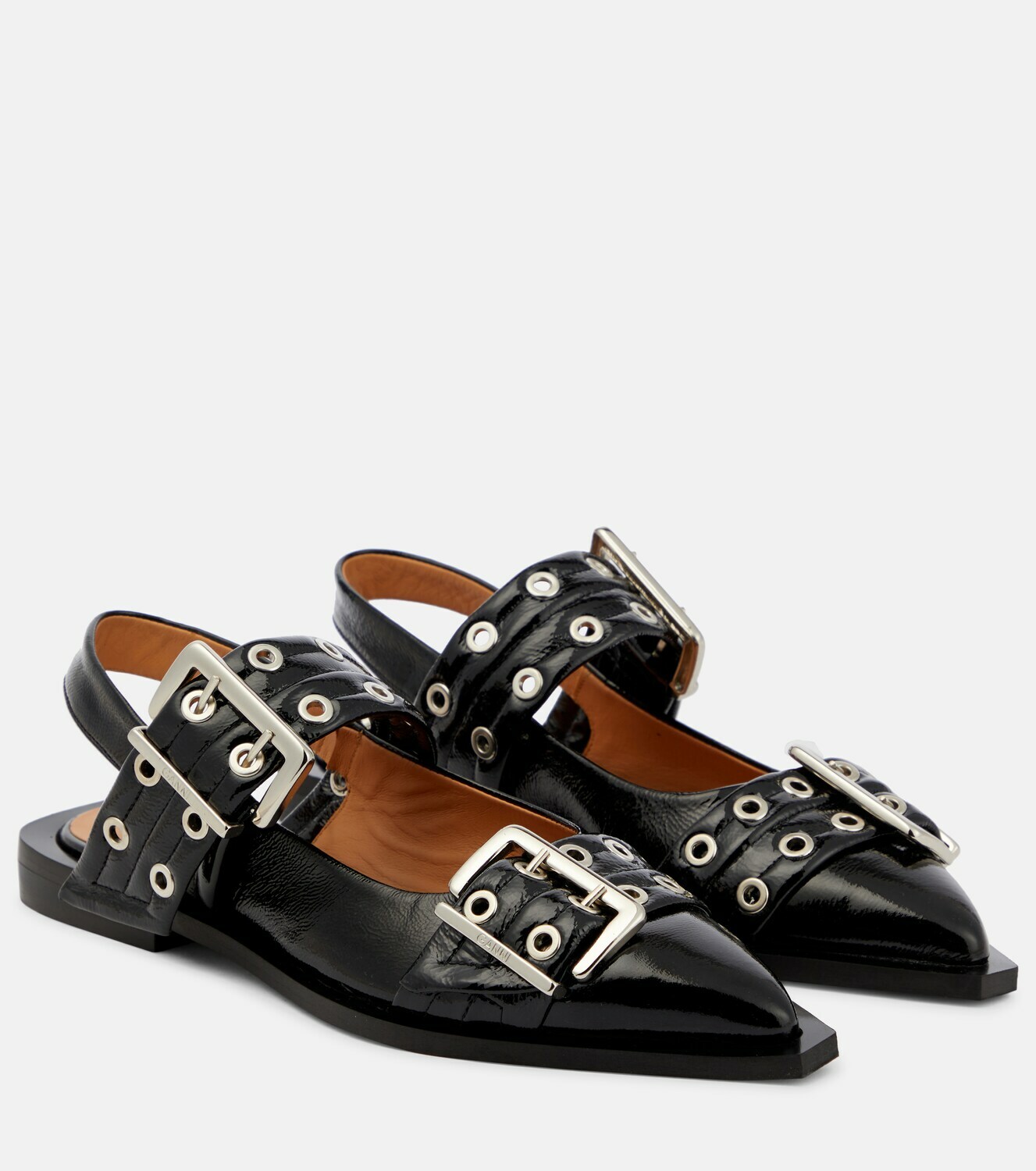 Ganni - Leather slingback flats GANNI