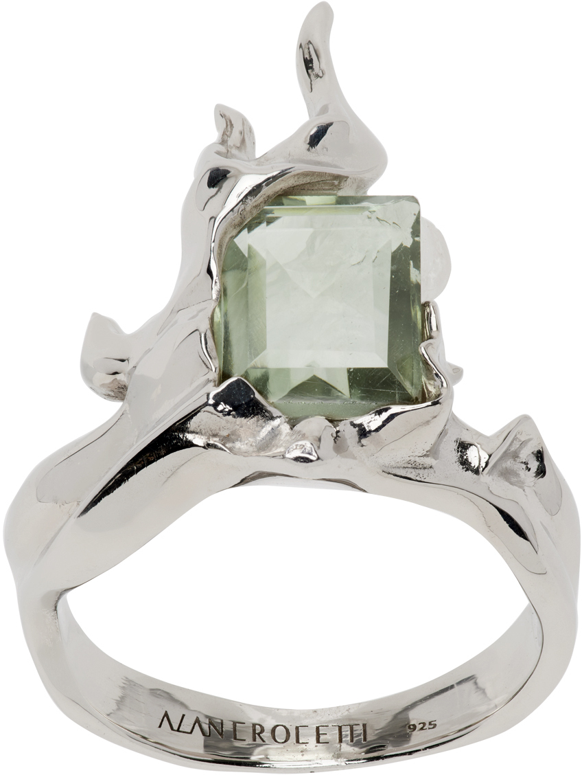 Alan Crocetti Silver & Green Flare Ring Alan Crocetti