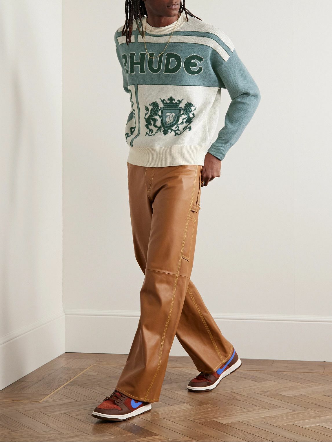 Rhude - Palm Jacquard-Knit Pima Cotton and Cashmere-Blend Sweater ...