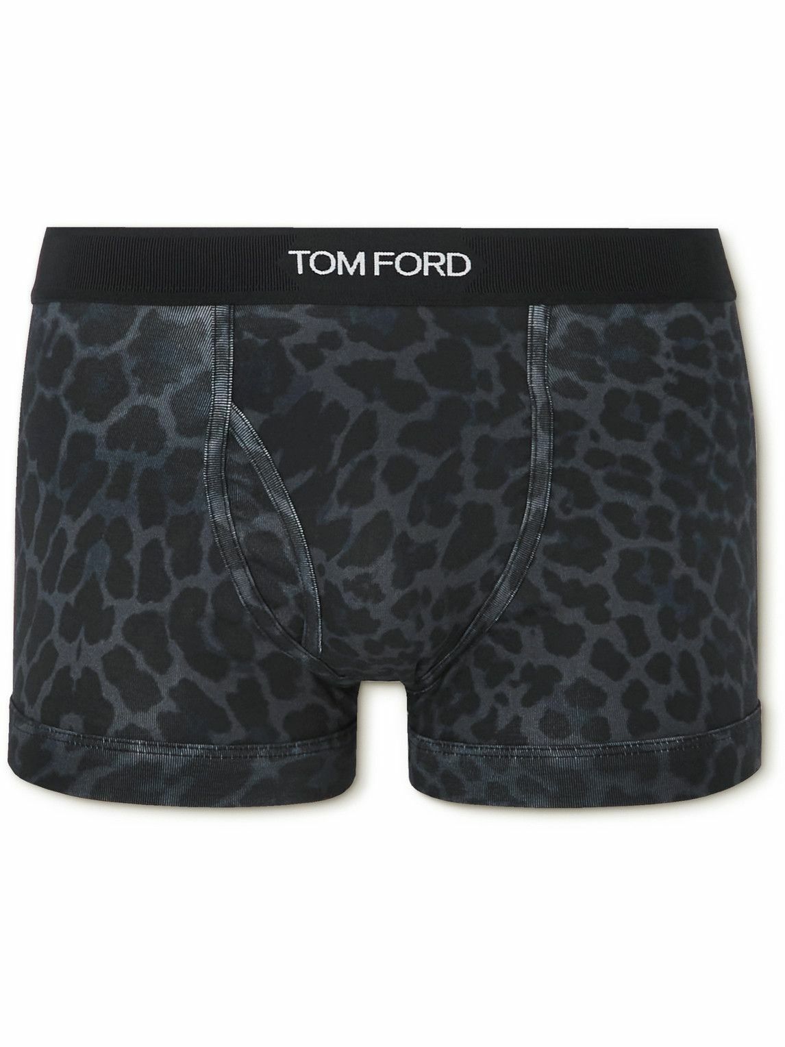 TOM FORD - Leopard-Print Stretch-Cotton Boxers Briefs - Gray TOM FORD