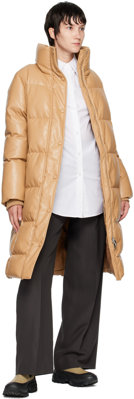 BOSS Beige Quilted Faux-Leather Down Jacket BOSS