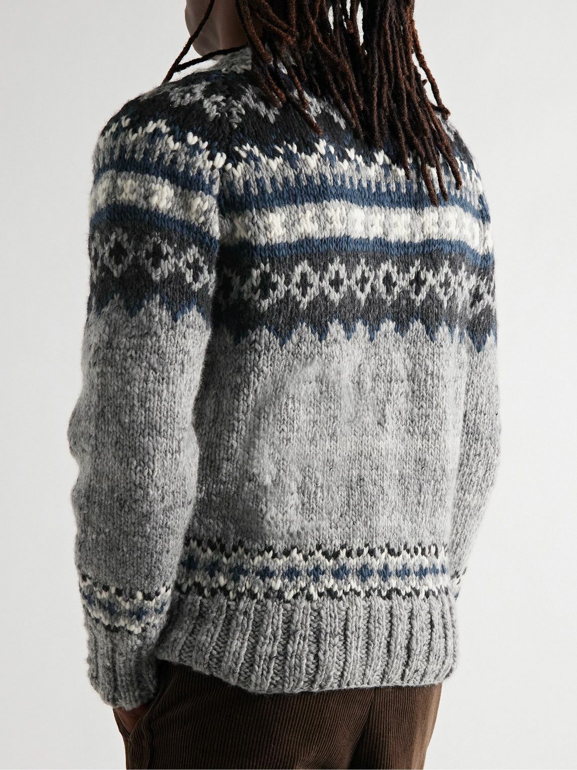 Chamula - Fair Isle Merino Wool Sweater - Gray Chamula