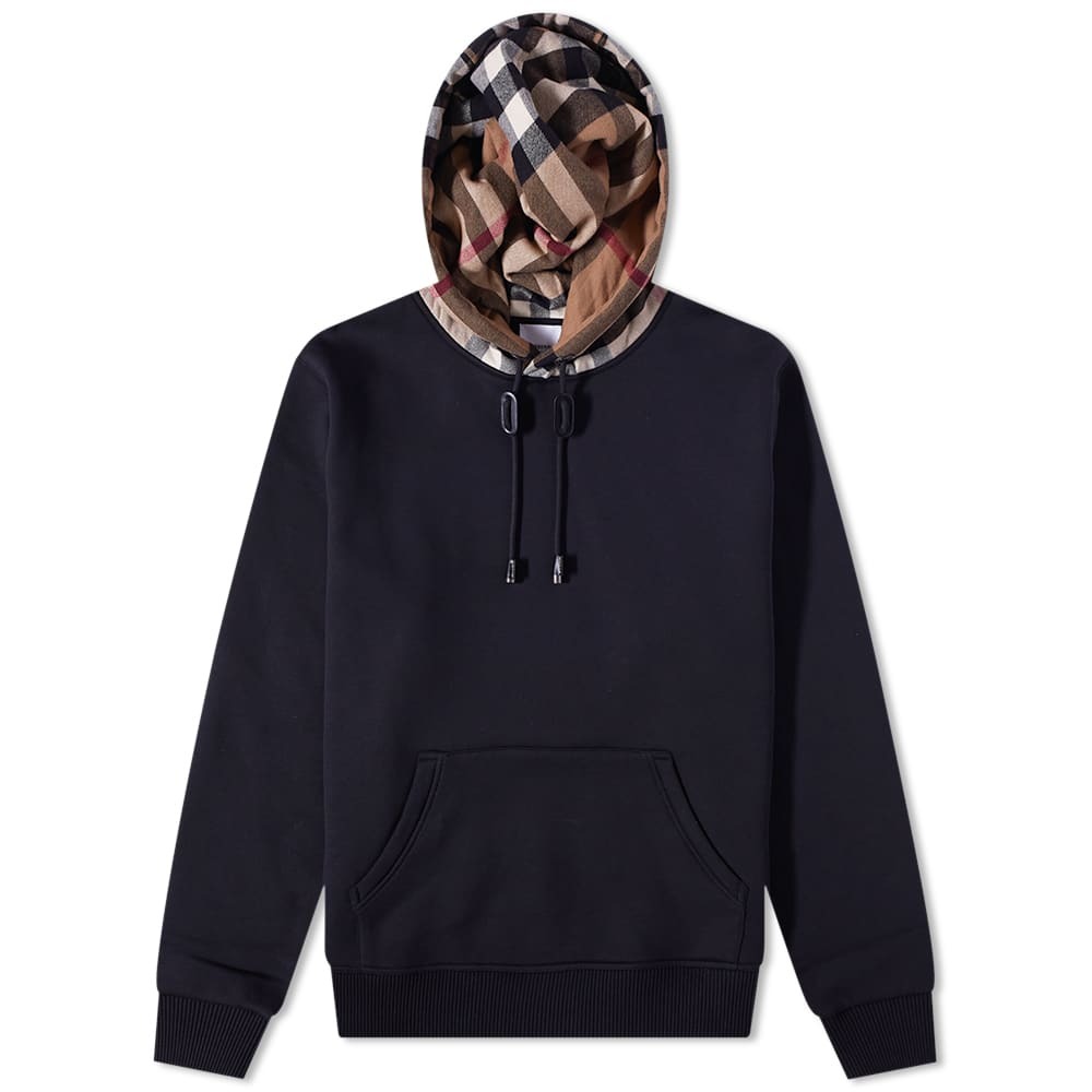 Burberry Men's Samuel Check Hood Hoody in Black Burberry