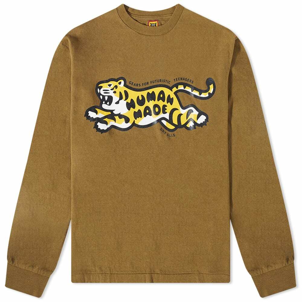 Human Made Men's Long Sleeve Tiger T-Shirt in Olive Drab Human Made