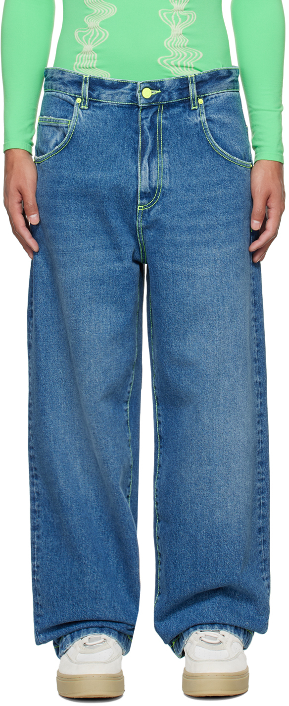 MSGM Blue Contrast Stitch Jeans MSGM