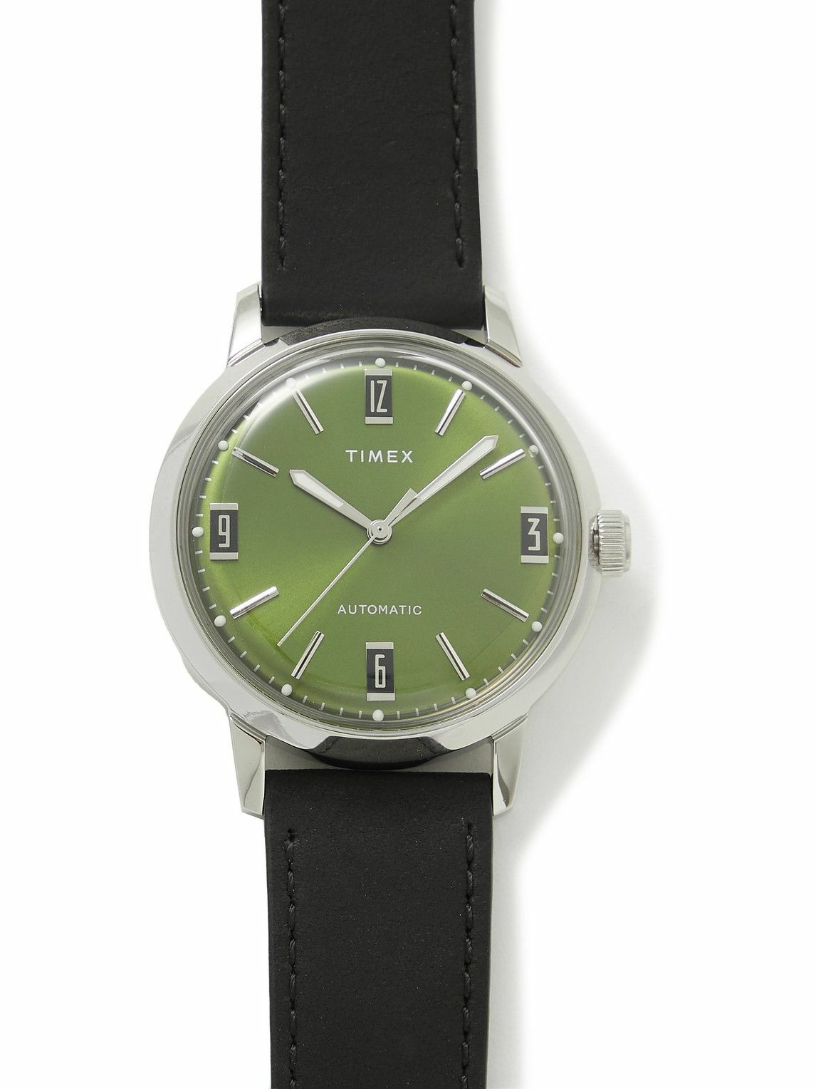 Timex - Marlin Automatic 40mm Stainless Steel and Leather Watch Timex