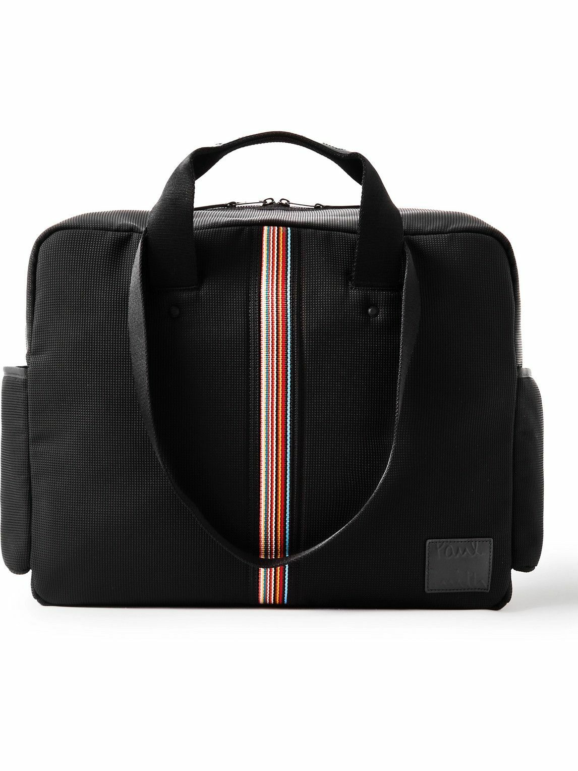 Paul Smith - Stripe-Detailed Leather-Trimmed Mesh Weekend Bag Paul Smith