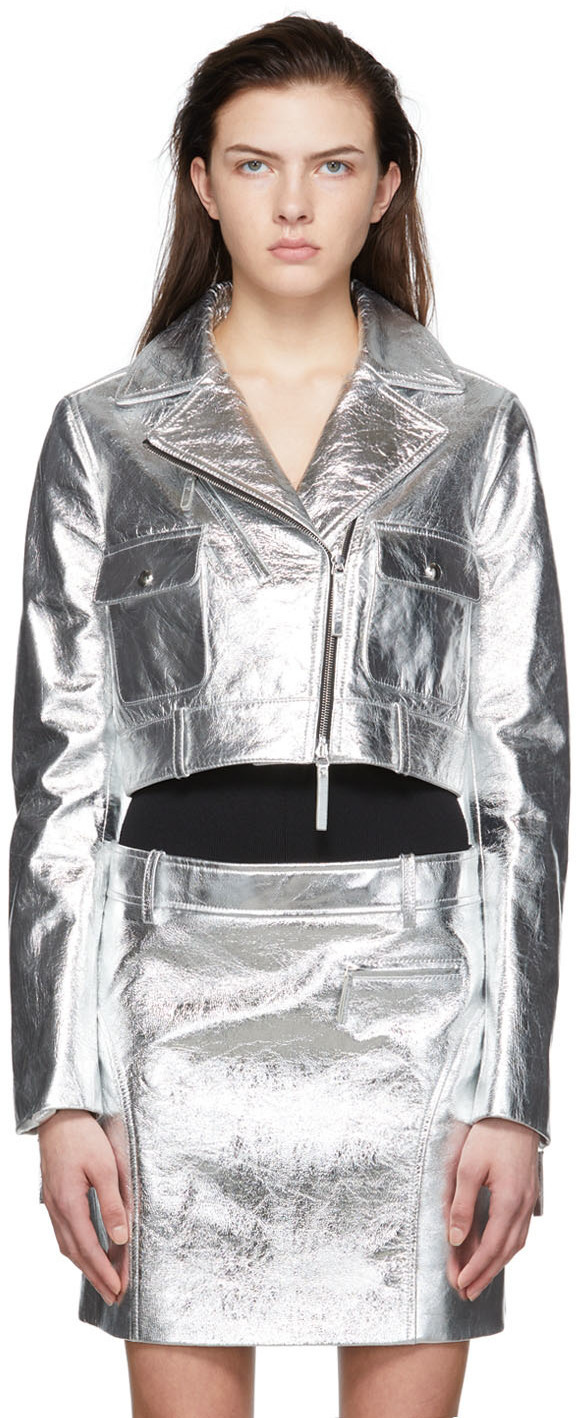 KHAITE Silver Leather Jacket Khaite