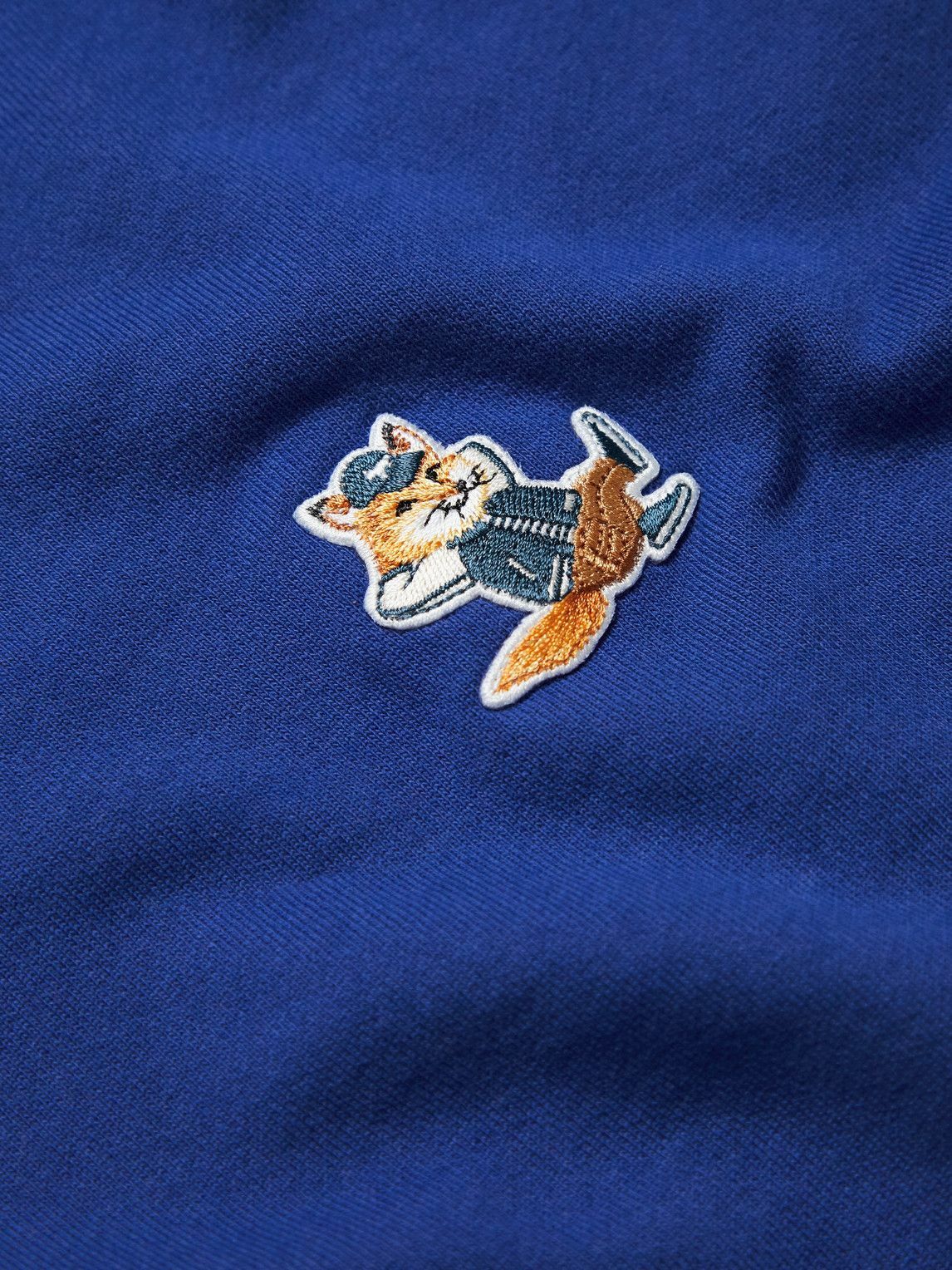 Maison Kitsuné - Logo-Appliquéd Cotton-Jersey Sweatshirt - Blue Maison ...