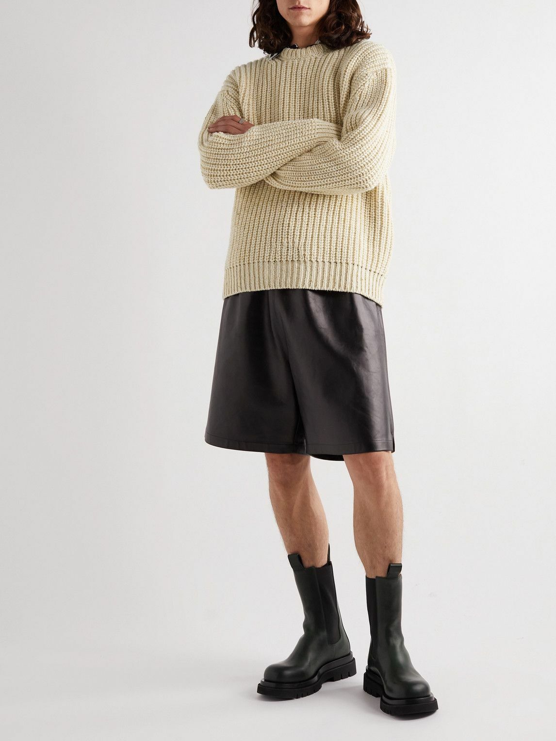 Raf Simons - Metallic Ribbed Wool and Mohair-Blend Sweater - Neutrals ...