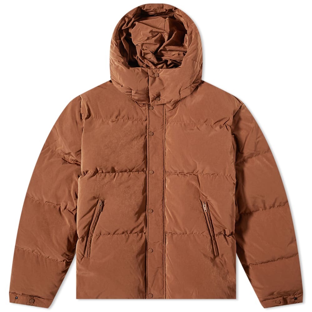 Represent Men's Nylon Hooded Puffer Jacket in Dark Brown Represent