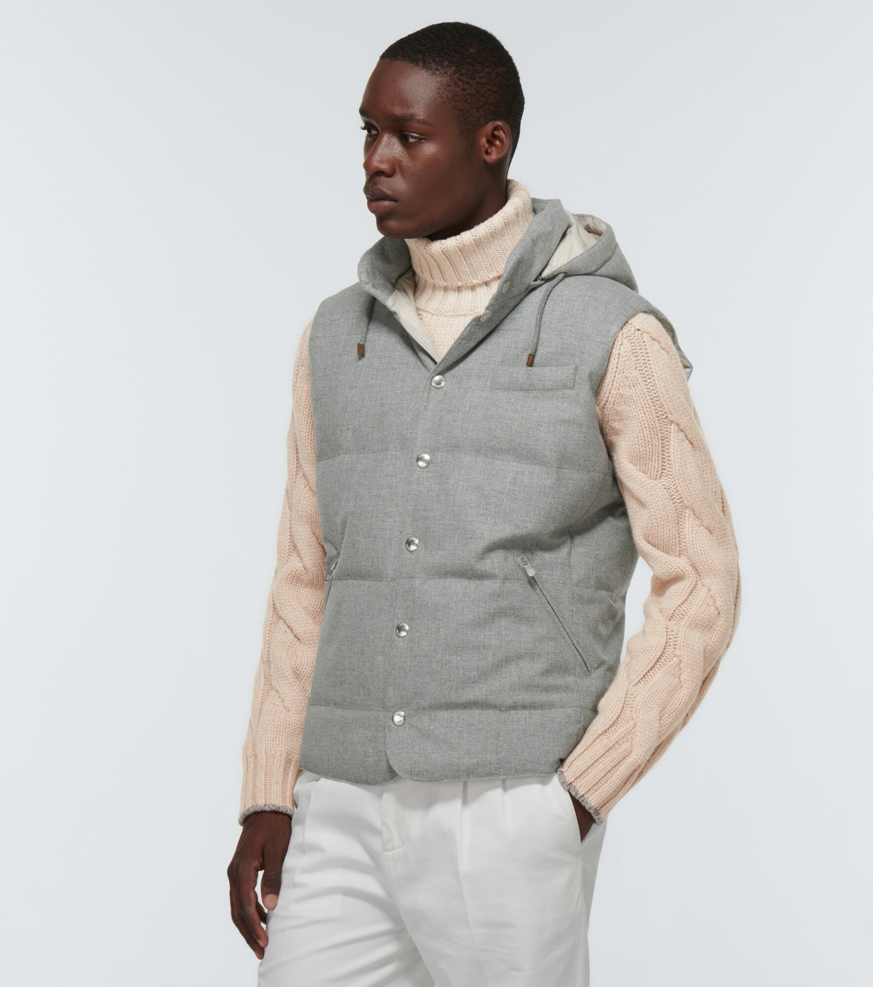 Brunello Cucinelli - Wool, silk and cashmere down vest Brunello Cucinelli