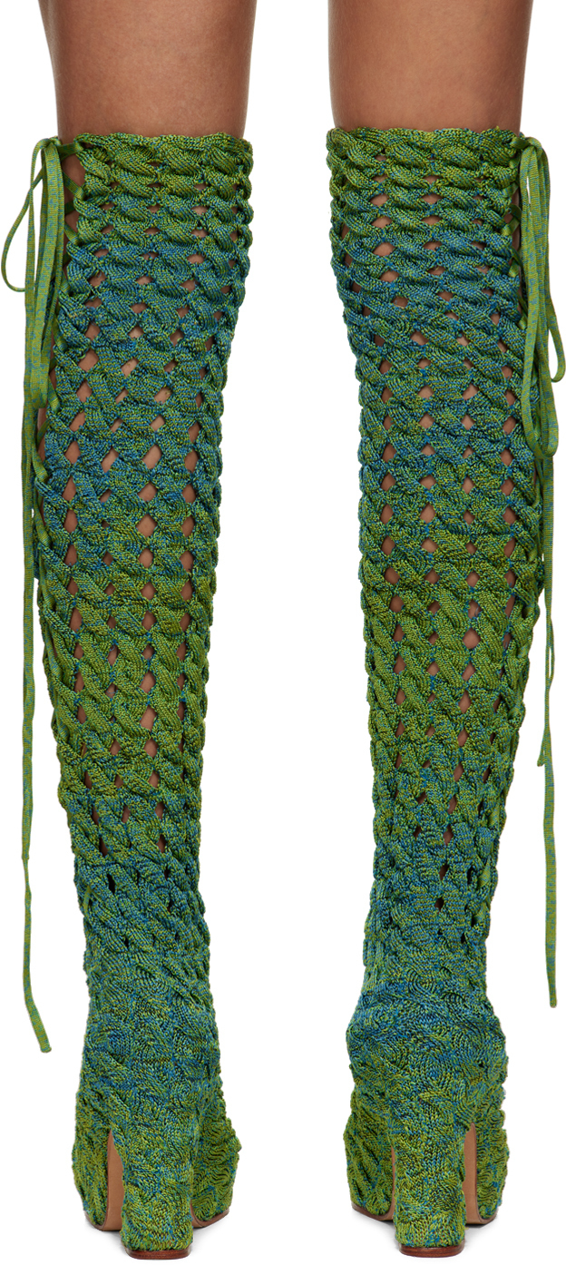 Isa Boulder SSENSE Exclusive Blue & Green Spiral Tall Boots Isa Boulder