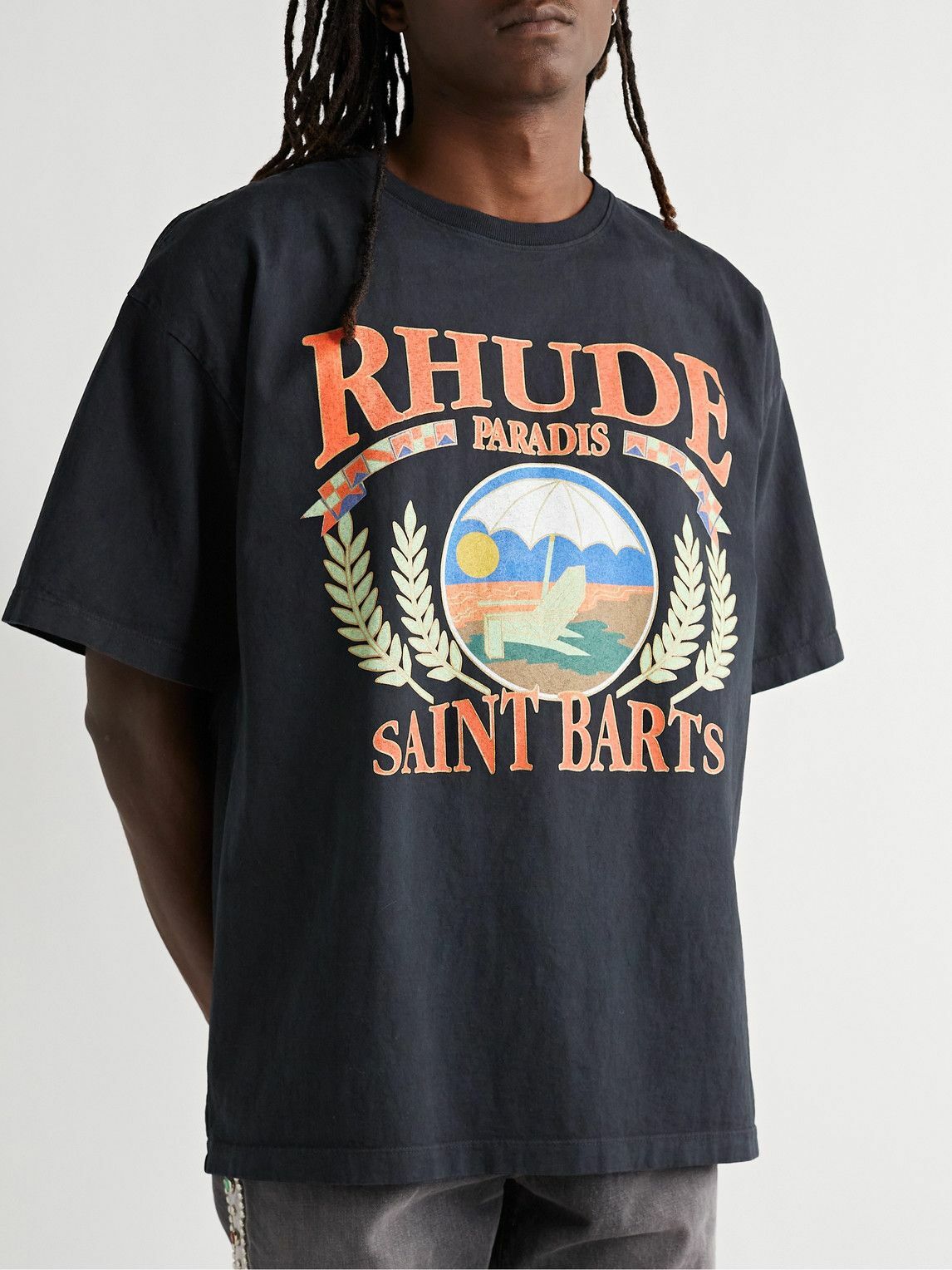 Rhude - St. Barts Logo-Print Cotton-Jersey T-Shirt - Black Rhude