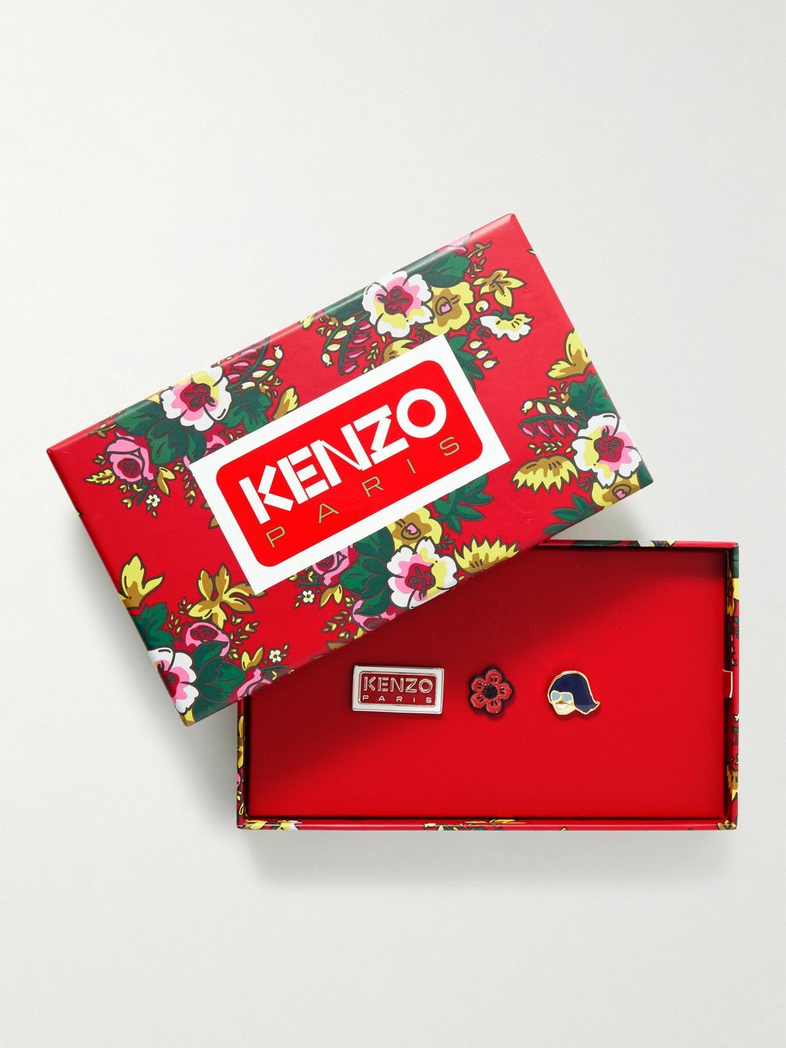 KENZO - Set of Three Gold- and Silver-Tone and Enamel Pins Kenzo
