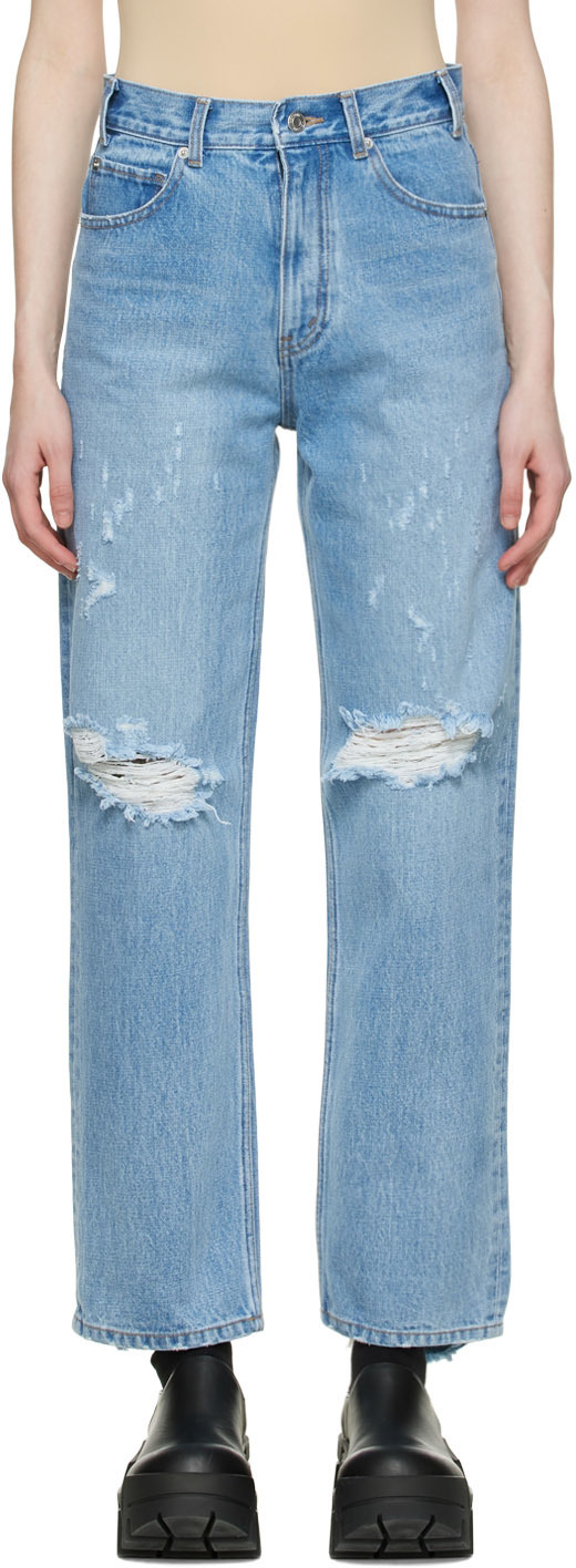 We11done Blue Distressed Jeans We11done