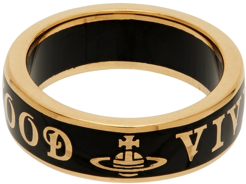 Vivienne Westwood Gold & Black Conduit Street Ring Vivienne Westwood