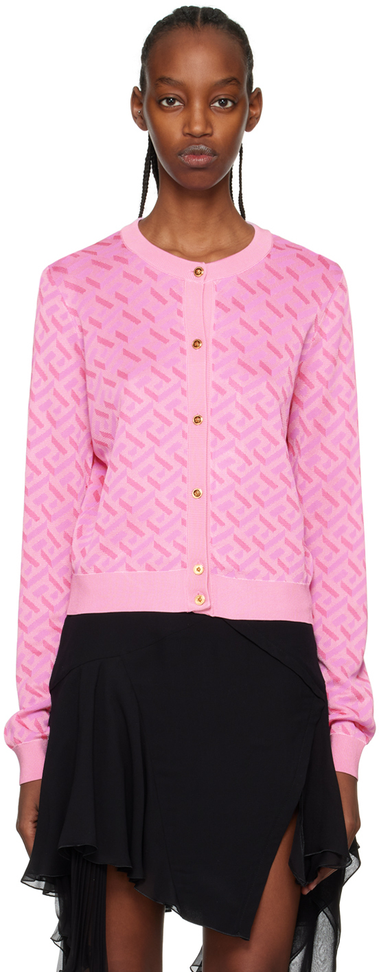 Versace Pink La Greca Cardigan Versace