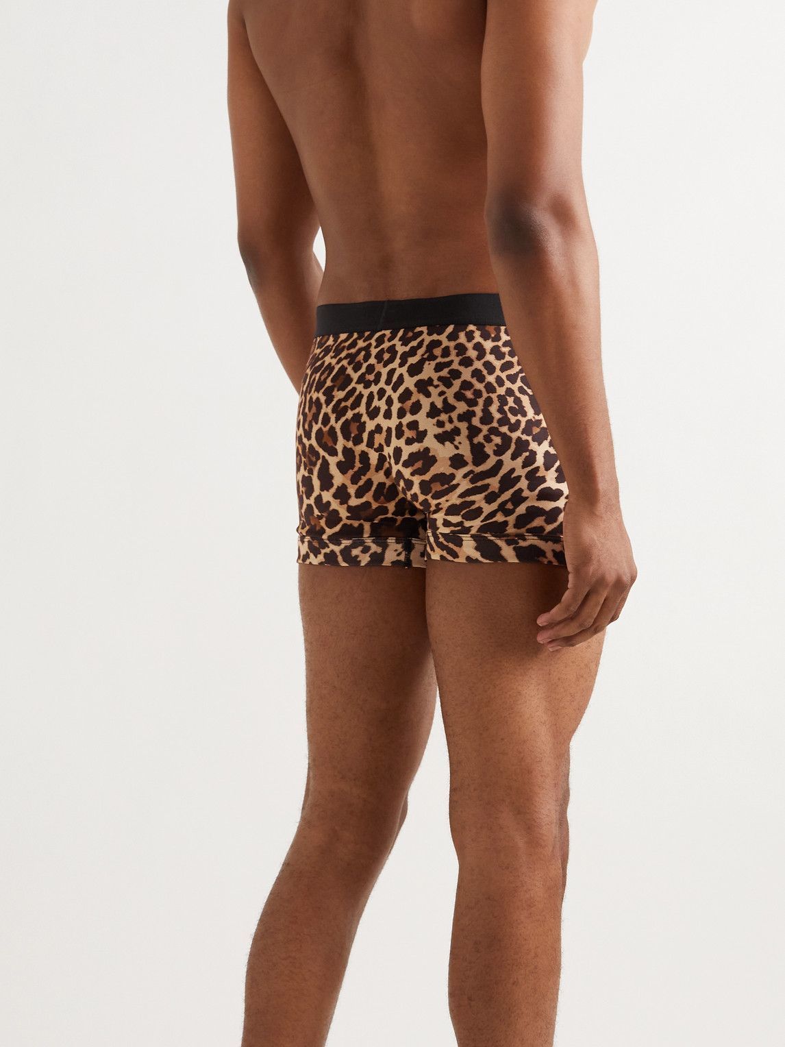 Tom Ford Leopard Print Stretch Cotton Boxer Briefs Brown Tom Ford