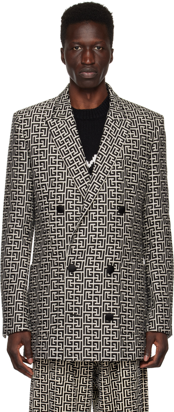 Balmain White & Black Monogram Blazer Balmain