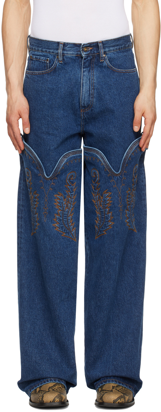 Y/Project Navy Classic Cowboy Cuff Jeans Y/Project