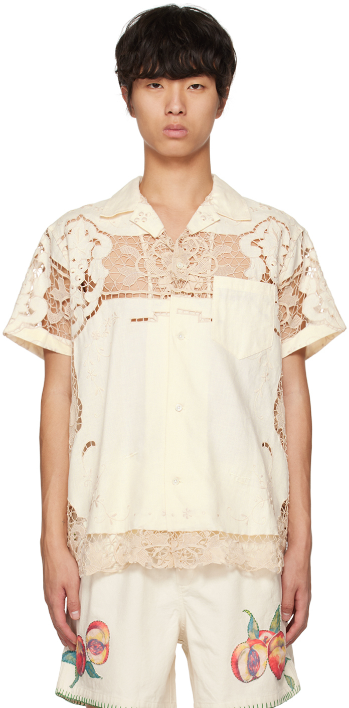 Bode Off-White One Of A Kind Cutwork Shirt Bode
