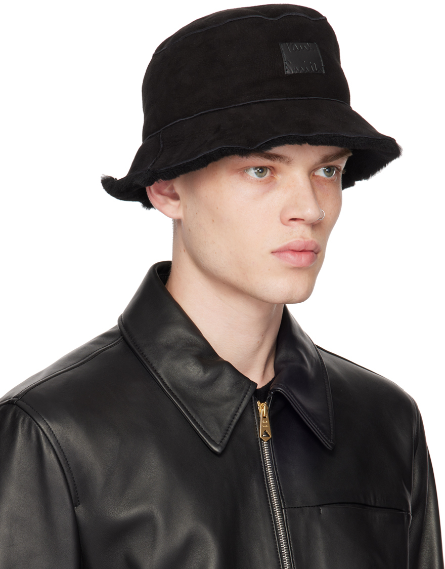 Paul Smith Black Paneled Shearling Bucket Hat Paul Smith