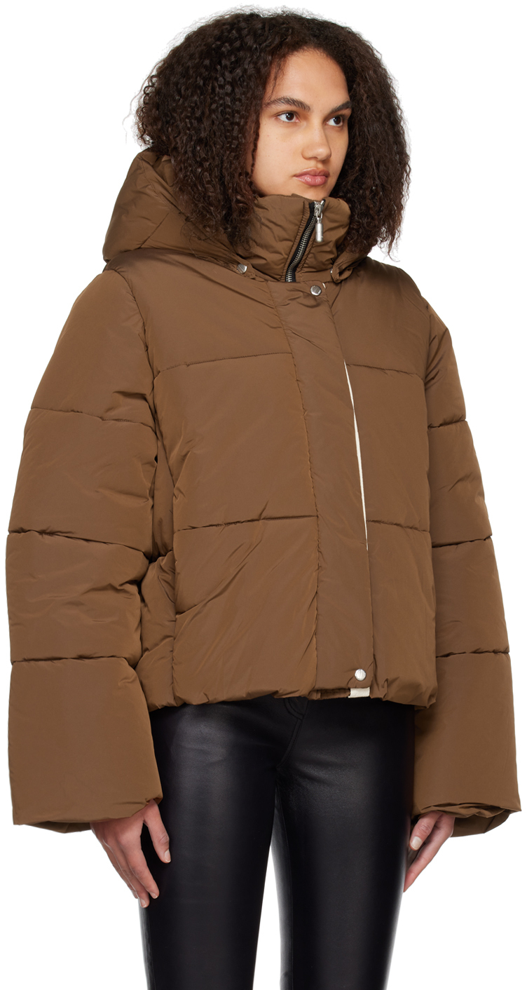 Rhude Brown Hooded Puffer Jacket Rhude