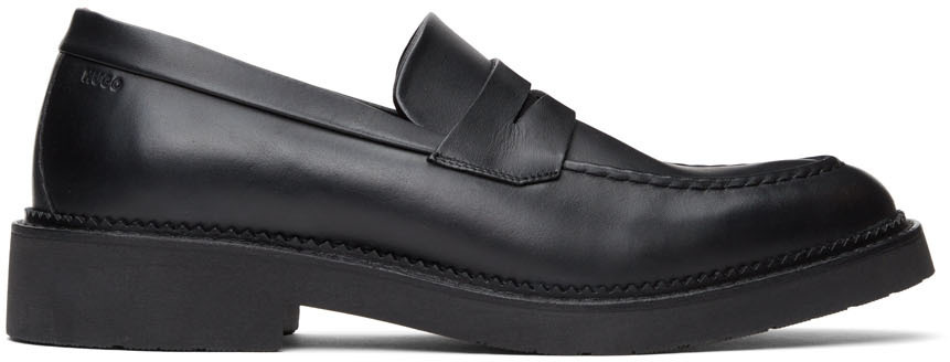 Hugo Black Leather Loafers Hugo Boss
