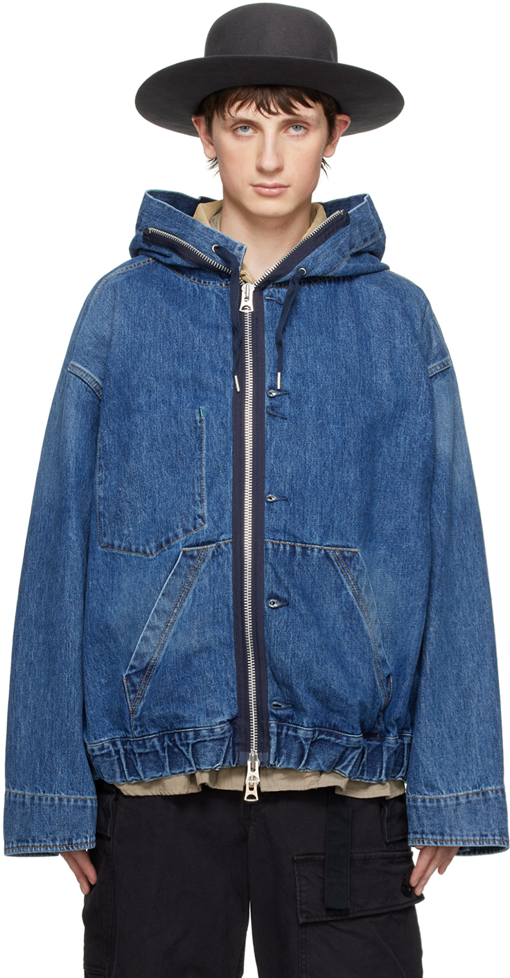 sacai Blue Layered Denim Jacket Sacai