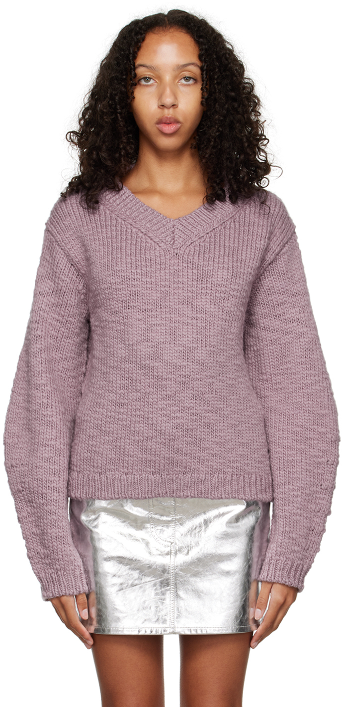 Helmut Lang Purple V-Neck Sweater Helmut Lang