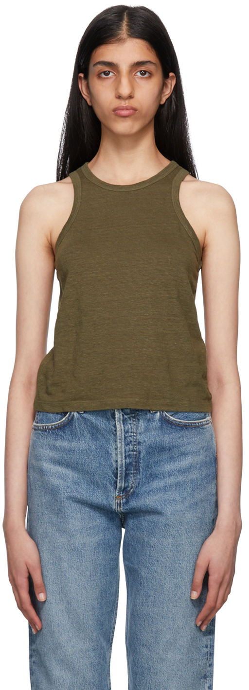 FRAME Khaki Ringer Tank Top Frame Denim