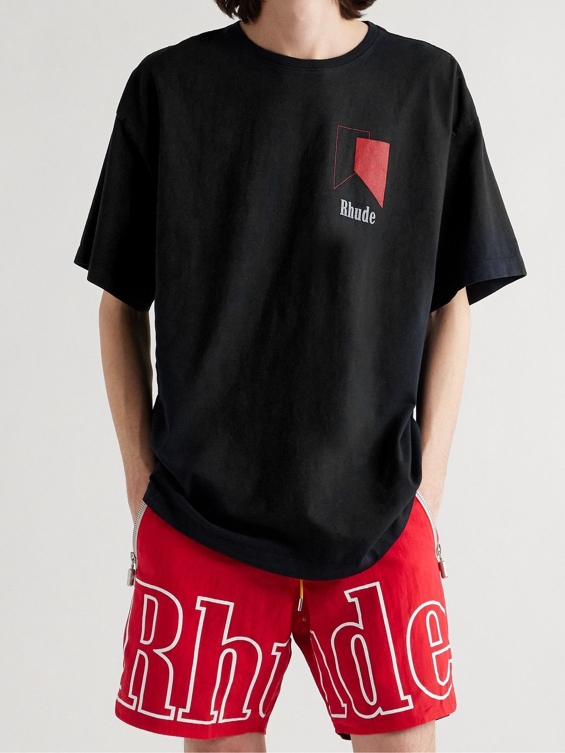 Rhude - Printed Cotton-Jersey T-Shirt - Black Rhude