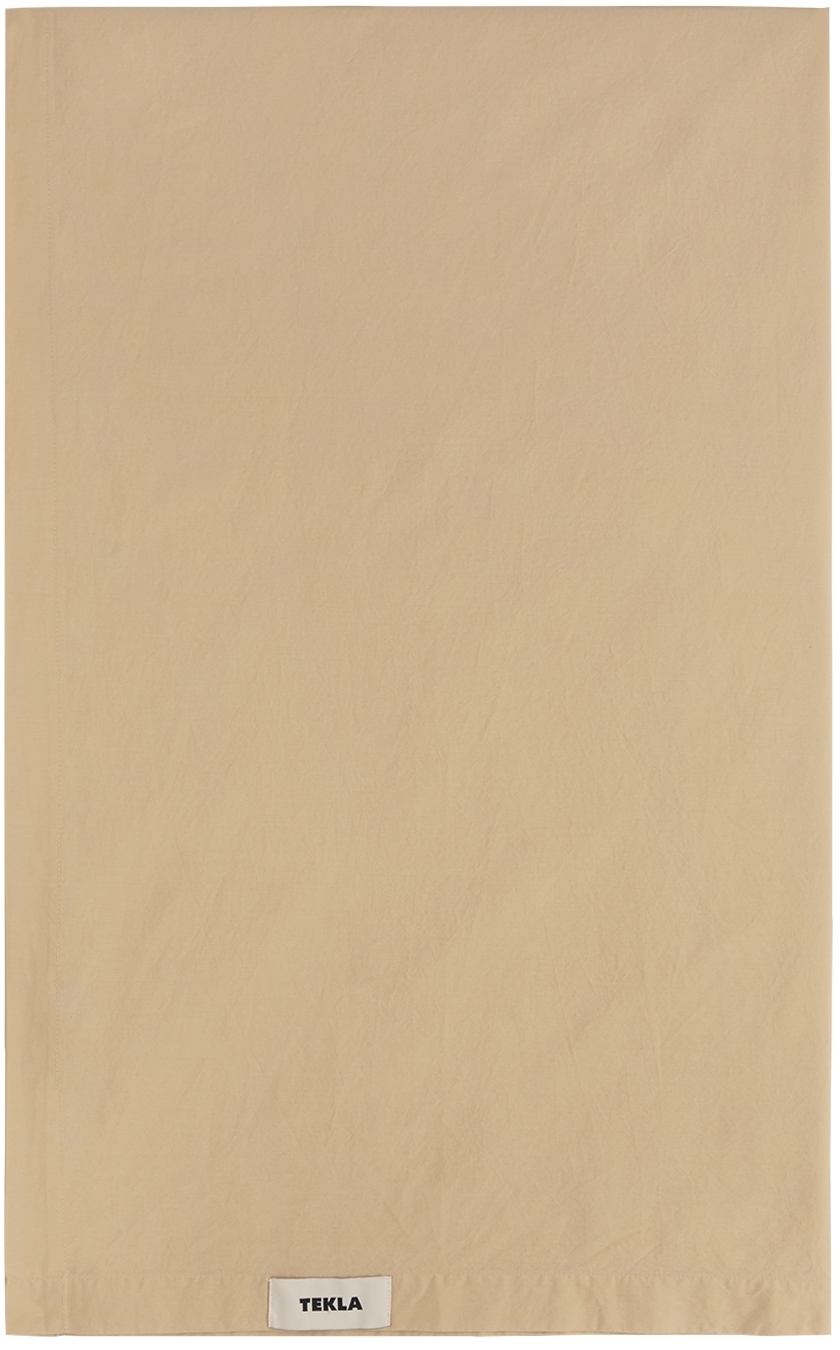 Tekla Beige Percale Flat Sheet Tekla Fabrics