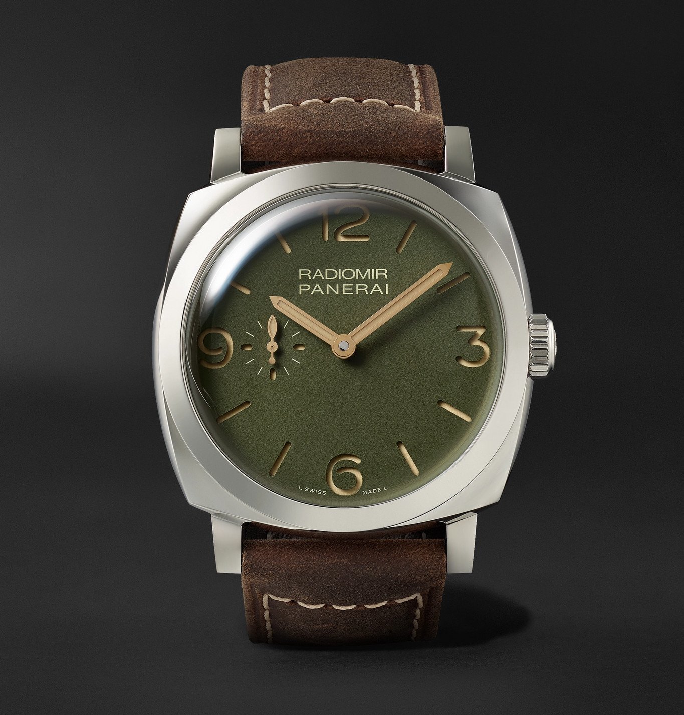 Panerai - Radiomir Automatic 45mm Stainless Steel and Leather Watch ...