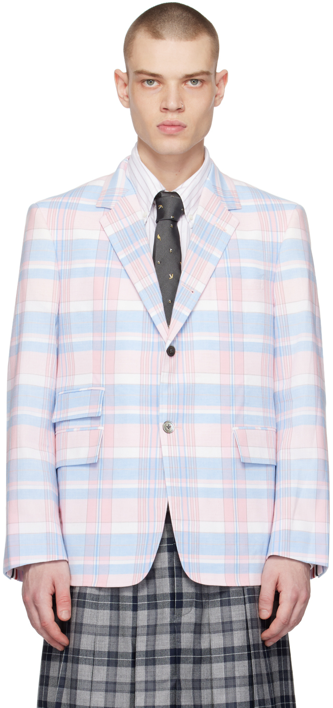 Thom Browne Pink & Blue Check Blazer Thom Browne