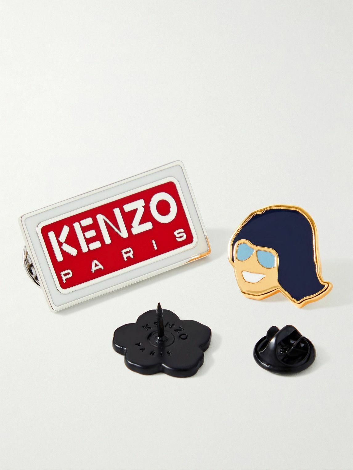 KENZO - Set of Three Gold- and Silver-Tone and Enamel Pins Kenzo