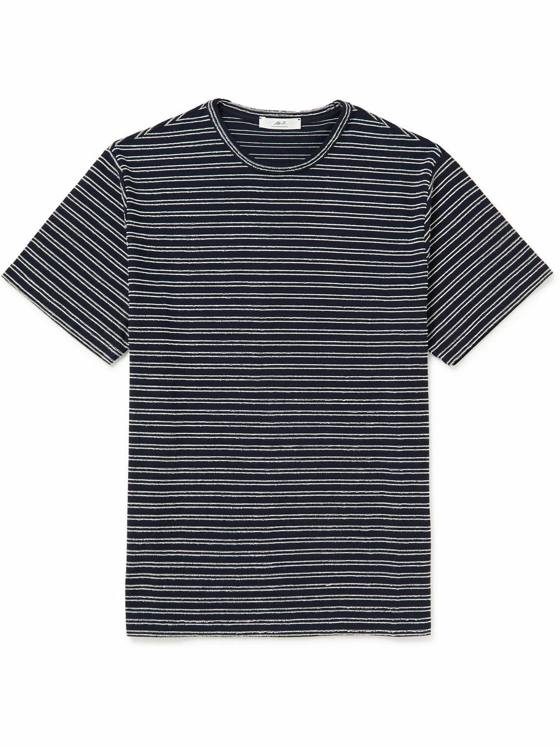 Mr P. - Striped Cotton-Jersey T-Shirt - Blue Mr P.